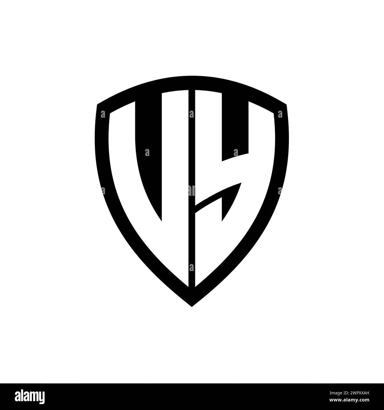 UY monogram logo with bold letters shield shape with black and white ...