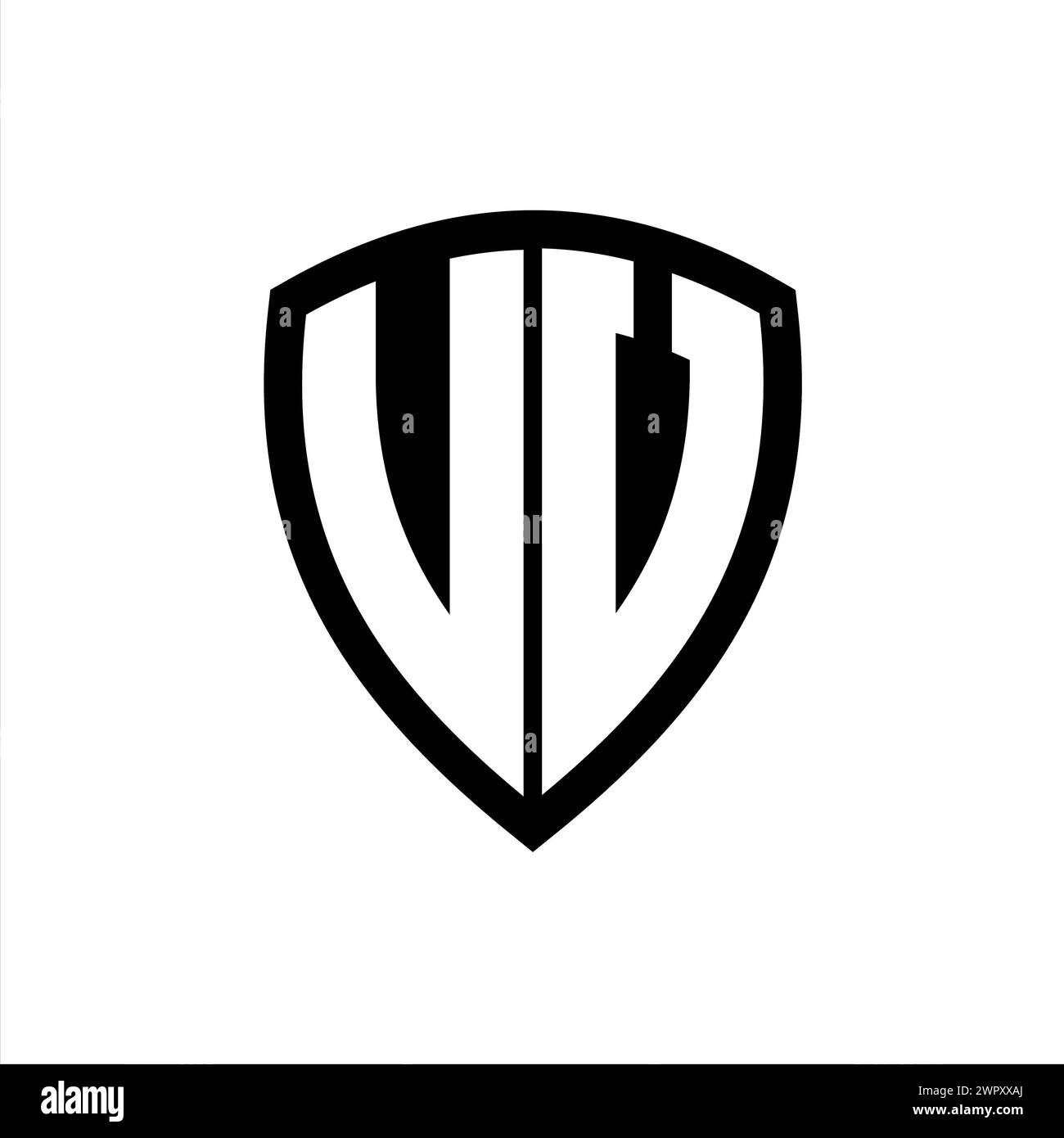 UV monogram logo with bold letters shield shape with black and white color design template Stock ...