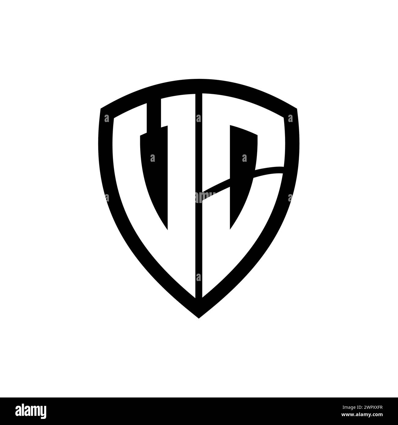 VO monogram logo with bold letters shield shape with black and white color design template Stock ...