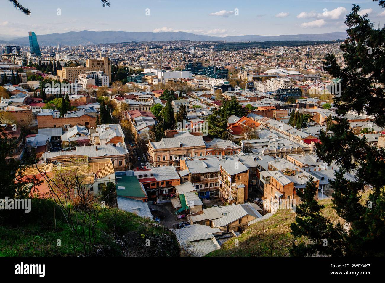 Aerial view of night Tbilisi downtown Stock Photo - Alamy
