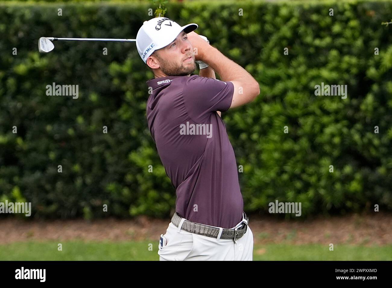 Sam Burns hits a shot from the 16th fairway during the third round of ...