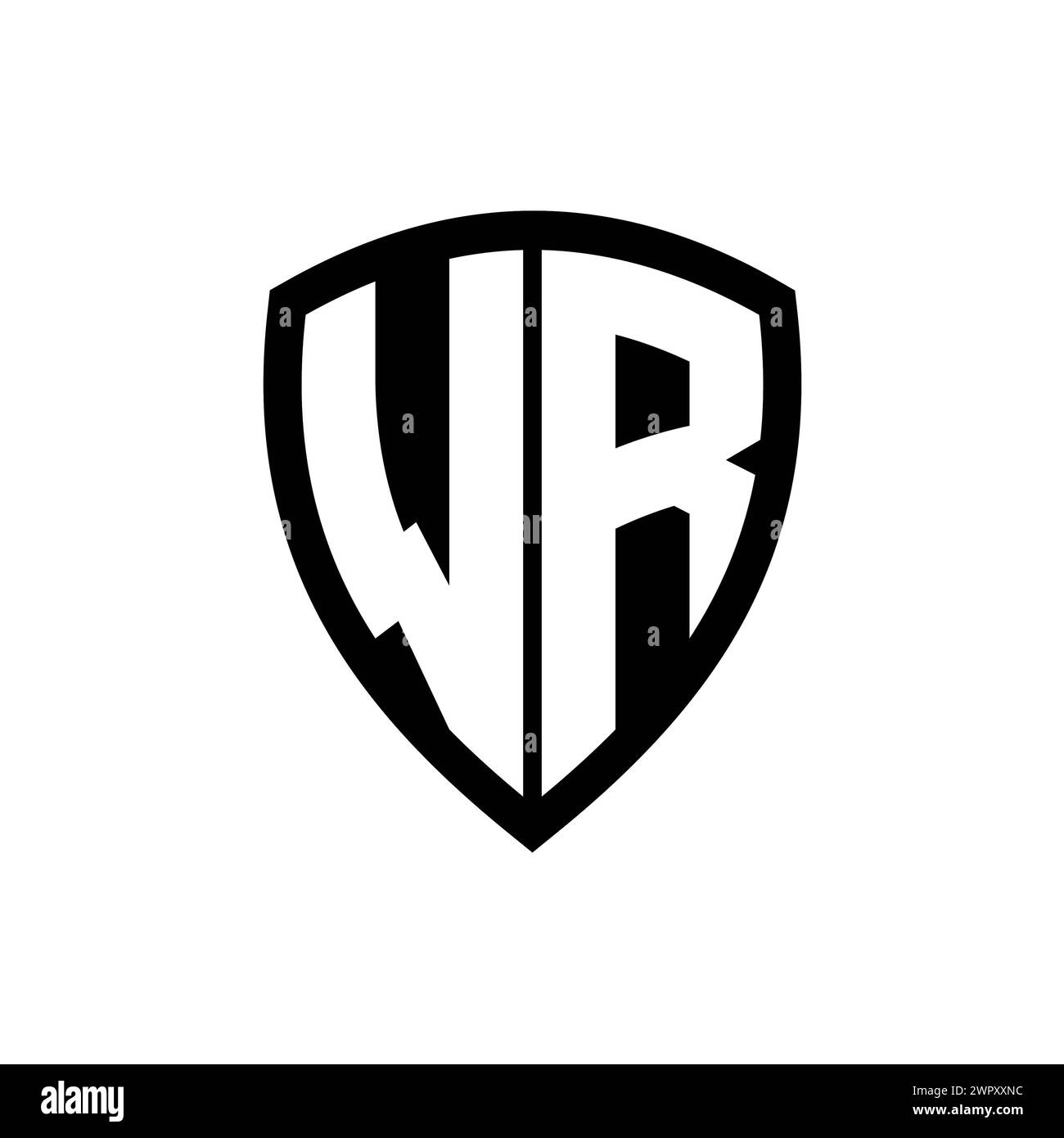 WR monogram logo with bold letters shield shape with black and white ...
