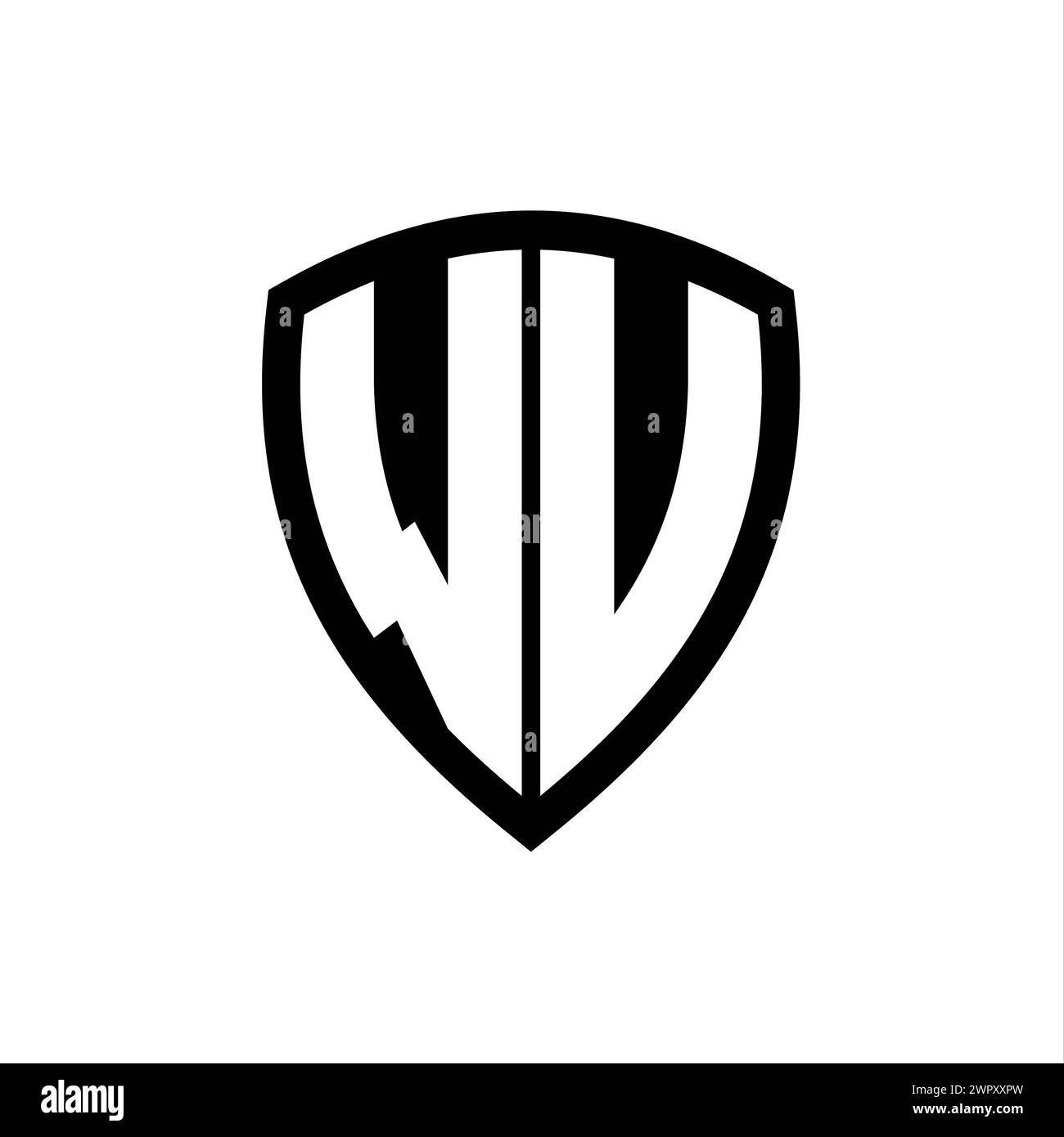 WU monogram logo with bold letters shield shape with black and white ...