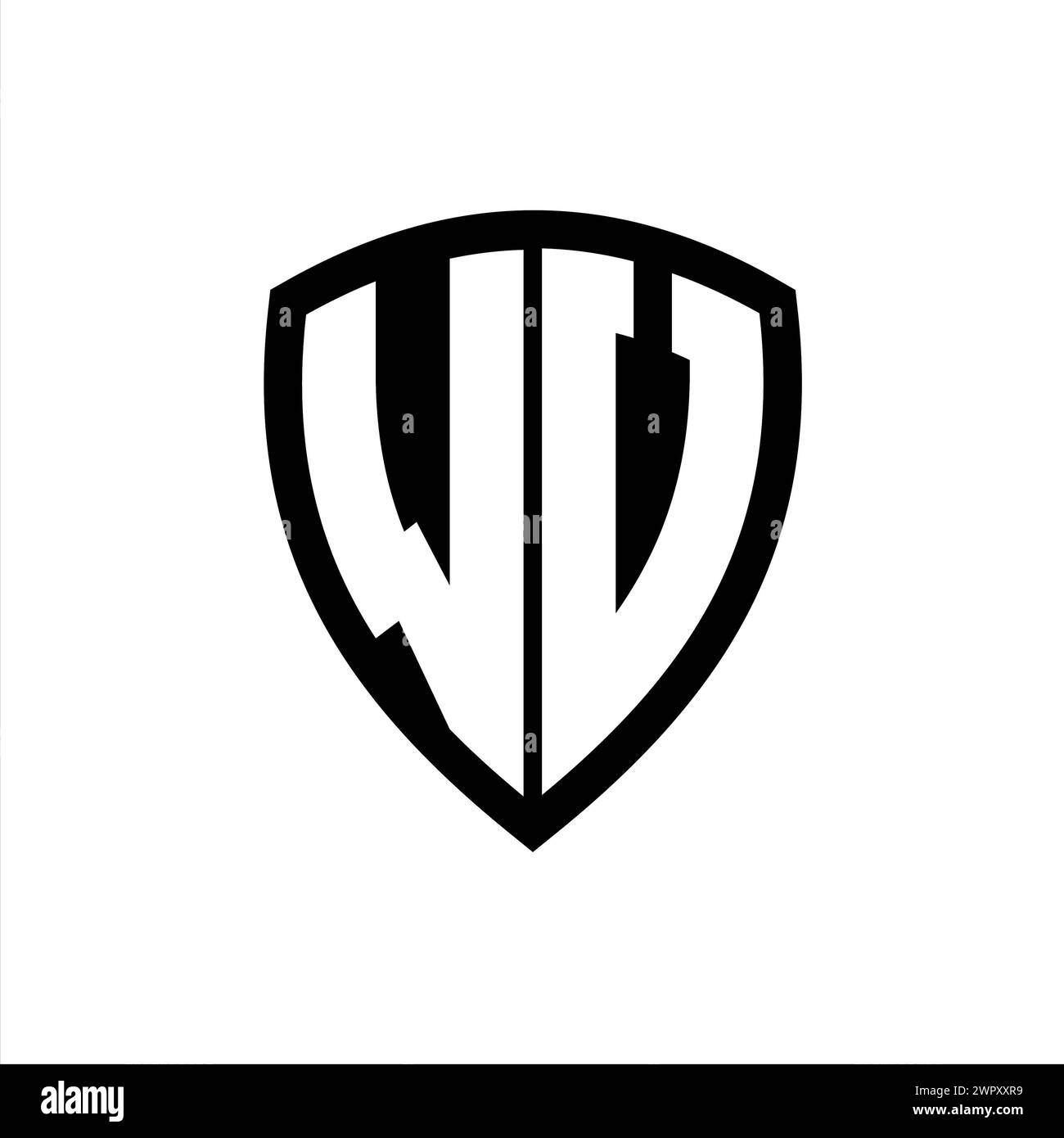 WV monogram logo with bold letters shield shape with black and white ...