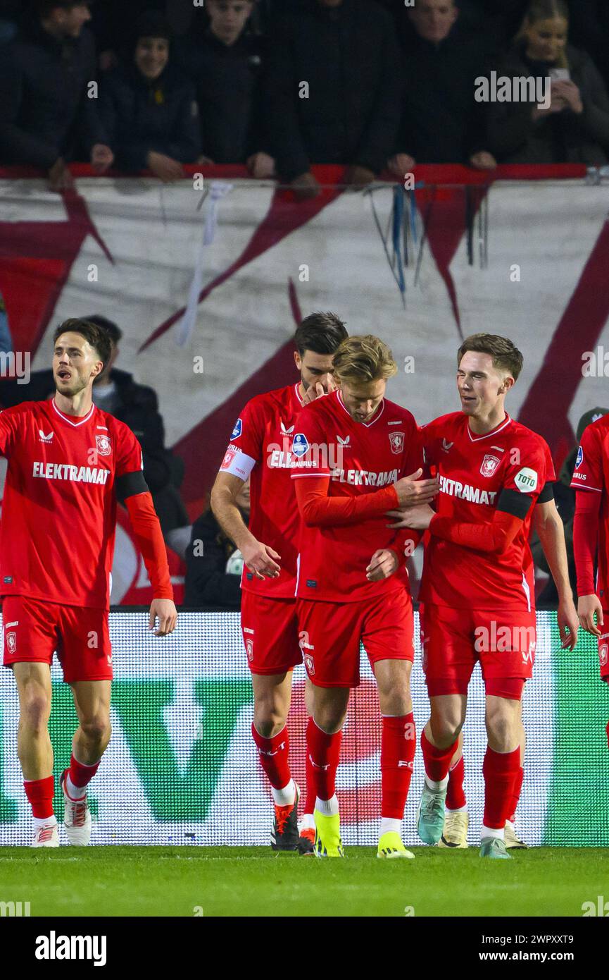 ENSCHEDE - (r) Daan Rots of FC Twente celebrates his goal during the ...