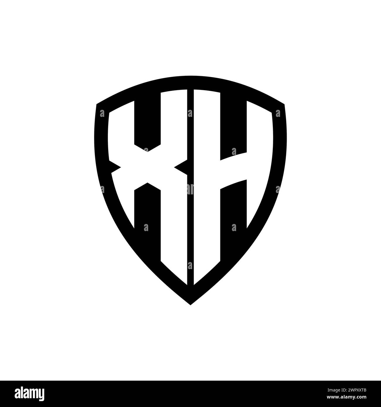 XH monogram logo with bold letters shield shape with black and white ...