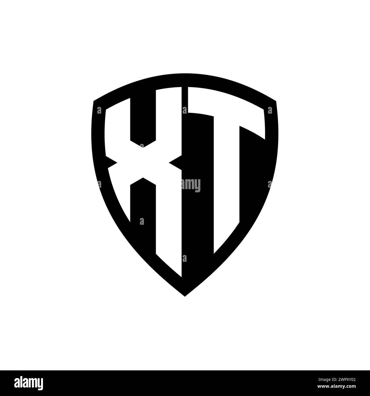 XT monogram logo with bold letters shield shape with black and white ...