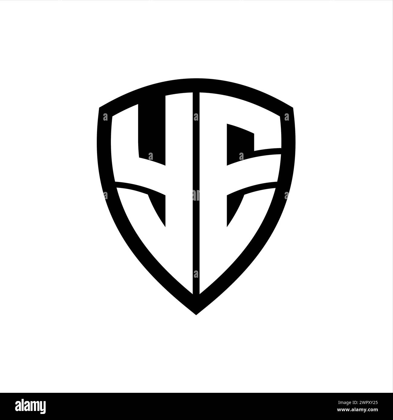 YE monogram logo with bold letters shield shape with black and white ...