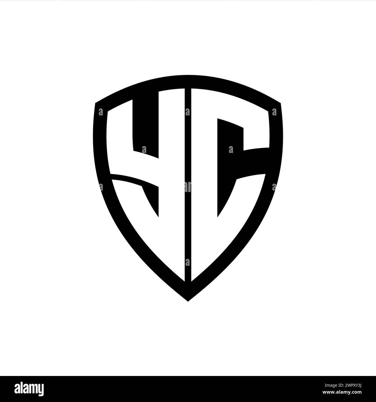 YC monogram logo with bold letters shield shape with black and white ...