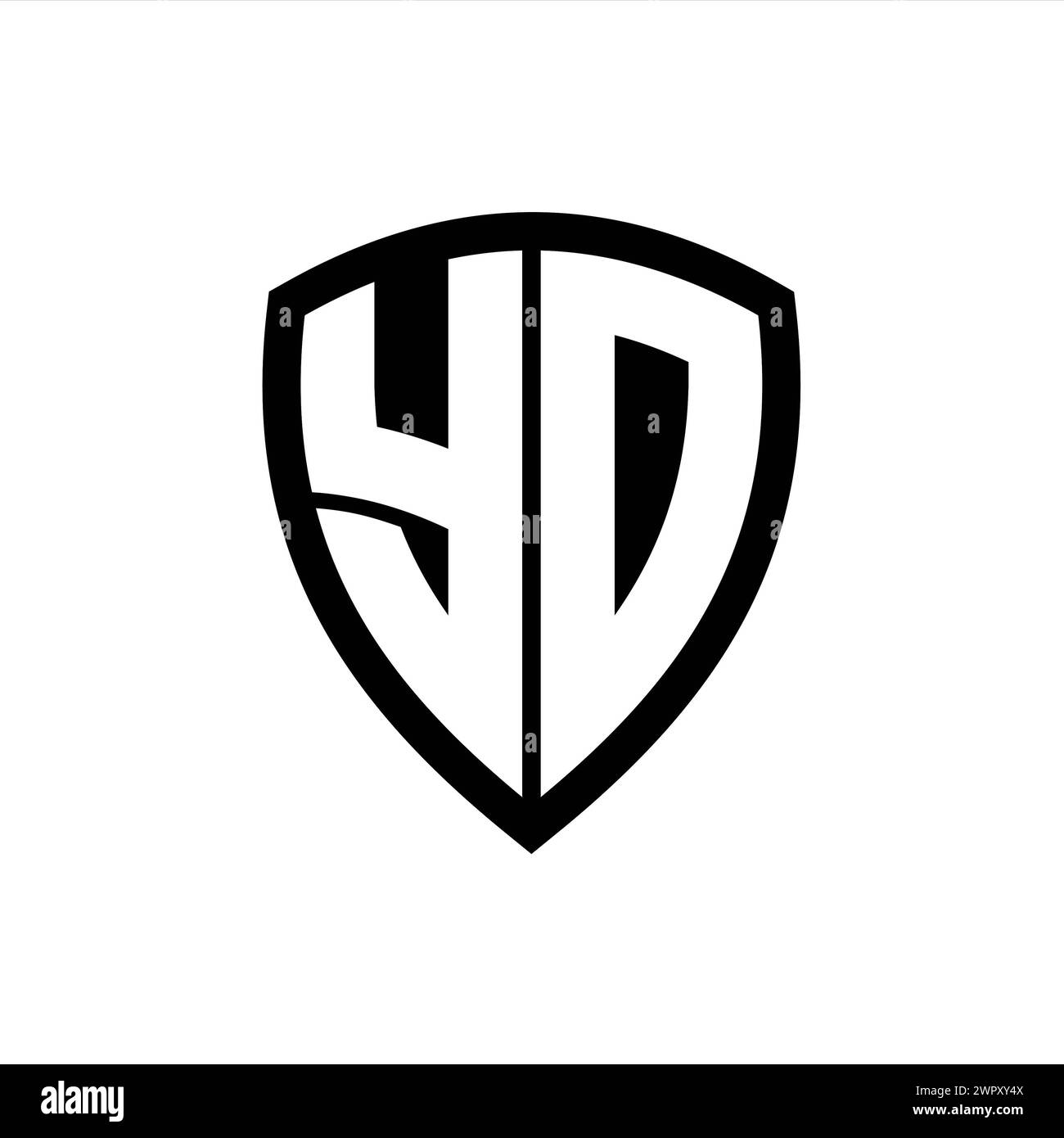 YD monogram logo with bold letters shield shape with black and white ...