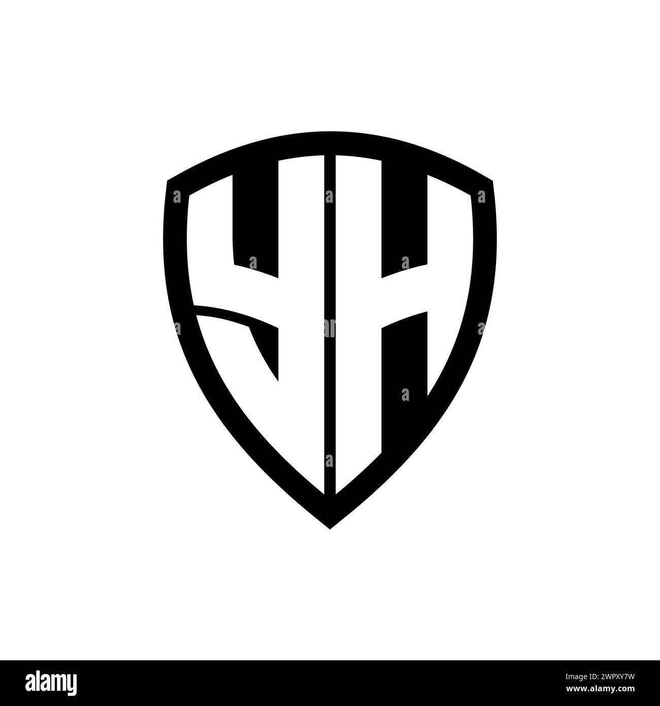 YH monogram logo with bold letters shield shape with black and white ...