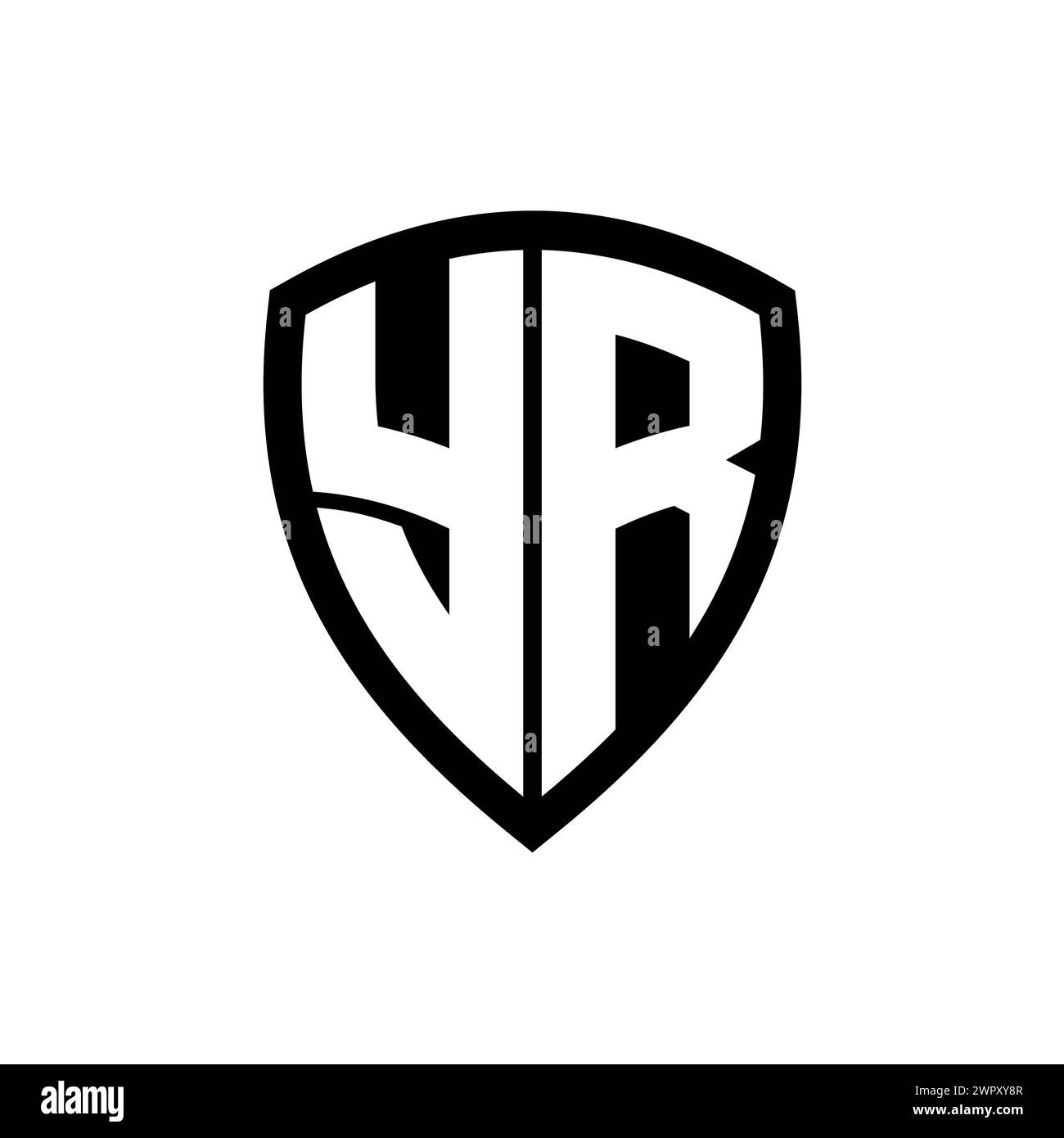 YR monogram logo with bold letters shield shape with black and white ...