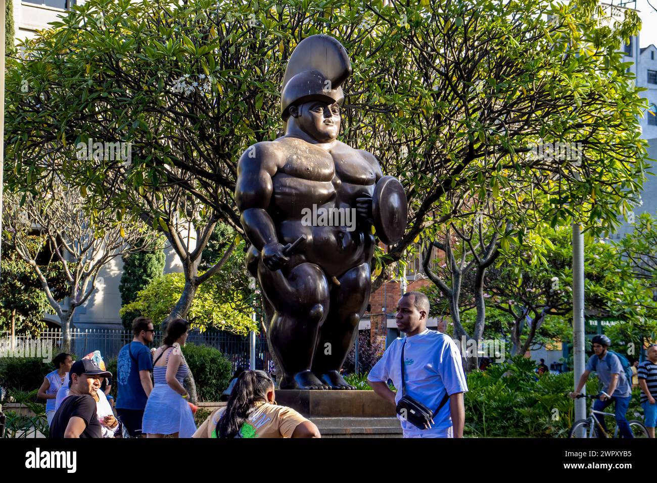 MEDELLIN, COLOMBIA - JANUARY 17, 2024: Roman Soldier. Bronze sculptures ...