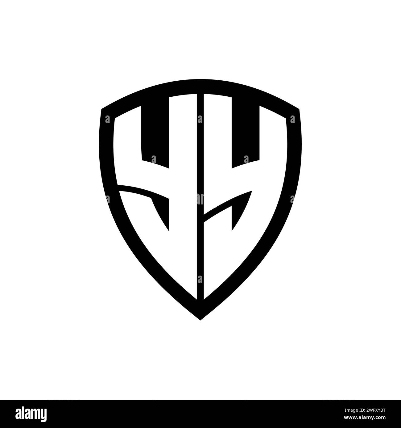 YY monogram logo with bold letters shield shape with black and white ...