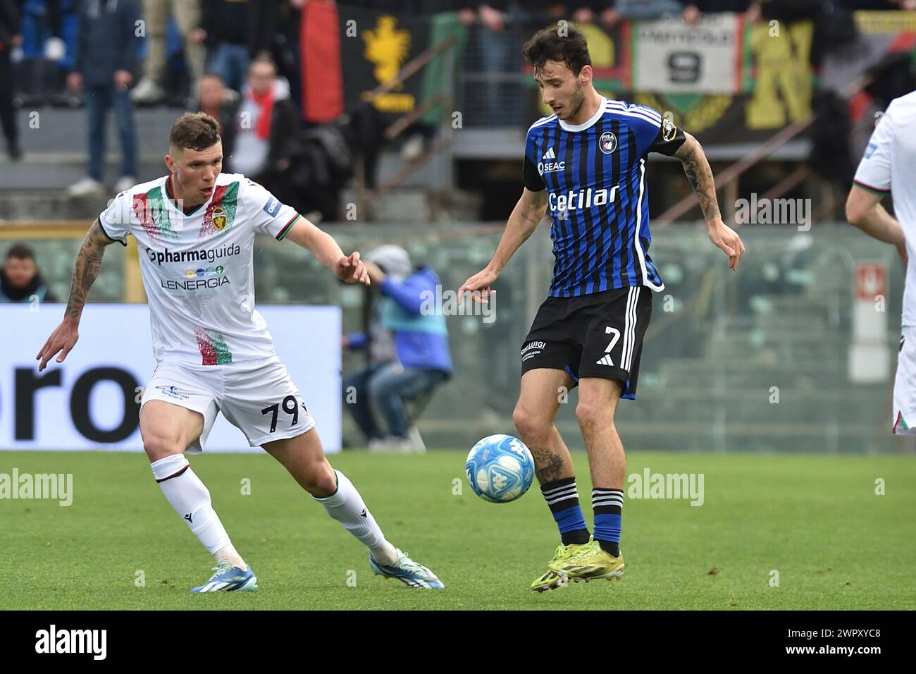 Pisa, Italy. 09th Mar, 2024. Lisandru Tramoni (Pisa) thwarted by Franco ...