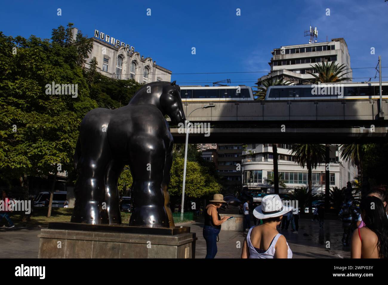 MEDELLIN, COLOMBIA - JANUARY 17, 2024: Horse. Bronze sculptures by the ...