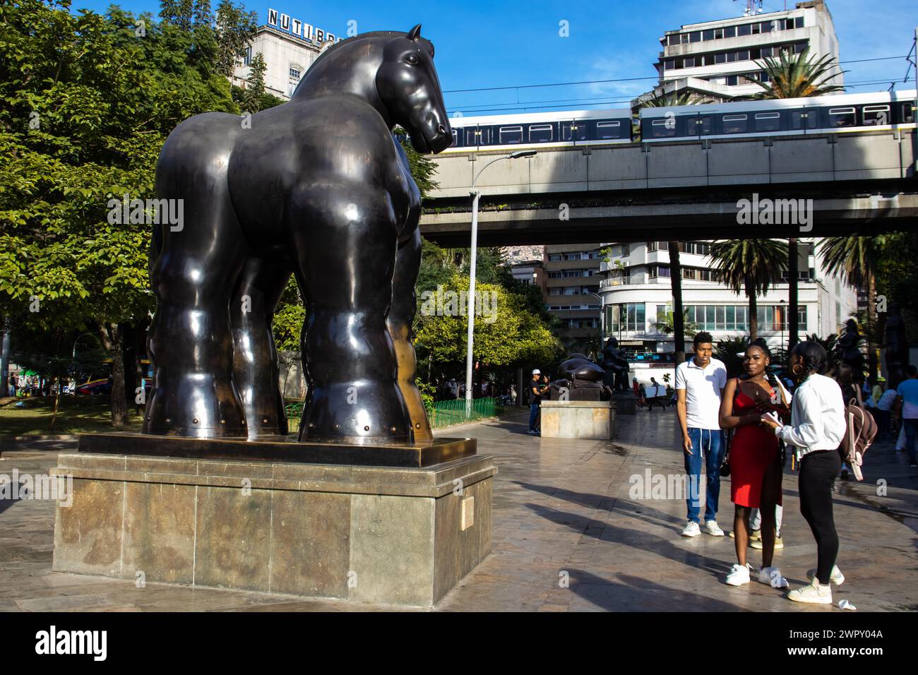MEDELLIN, COLOMBIA - JANUARY 17, 2024: Horse. Bronze sculptures by the ...