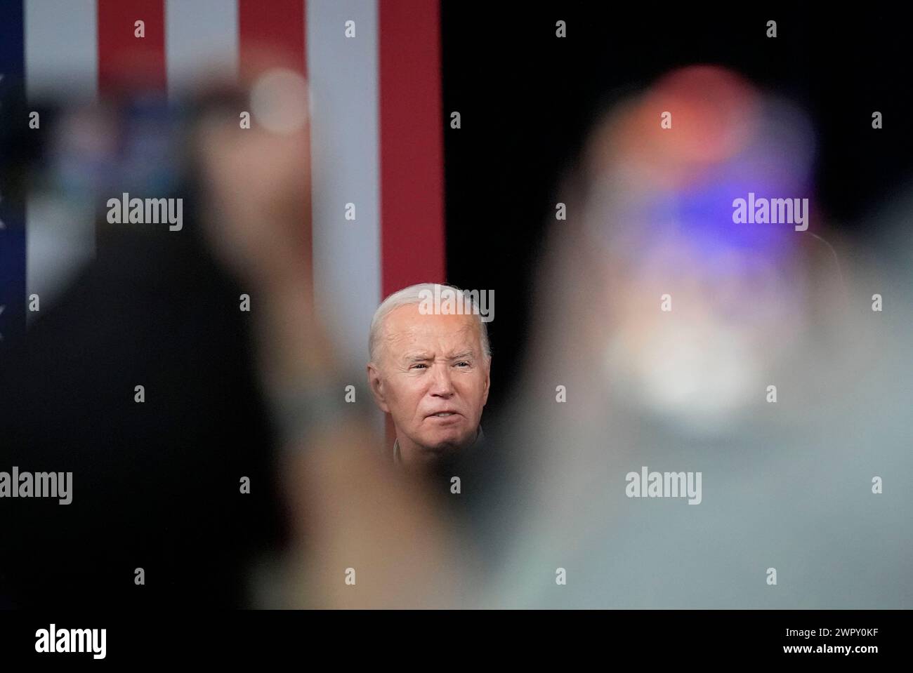 President Joe Biden speaks at a campaign event, Saturday, March 9, 2024 ...