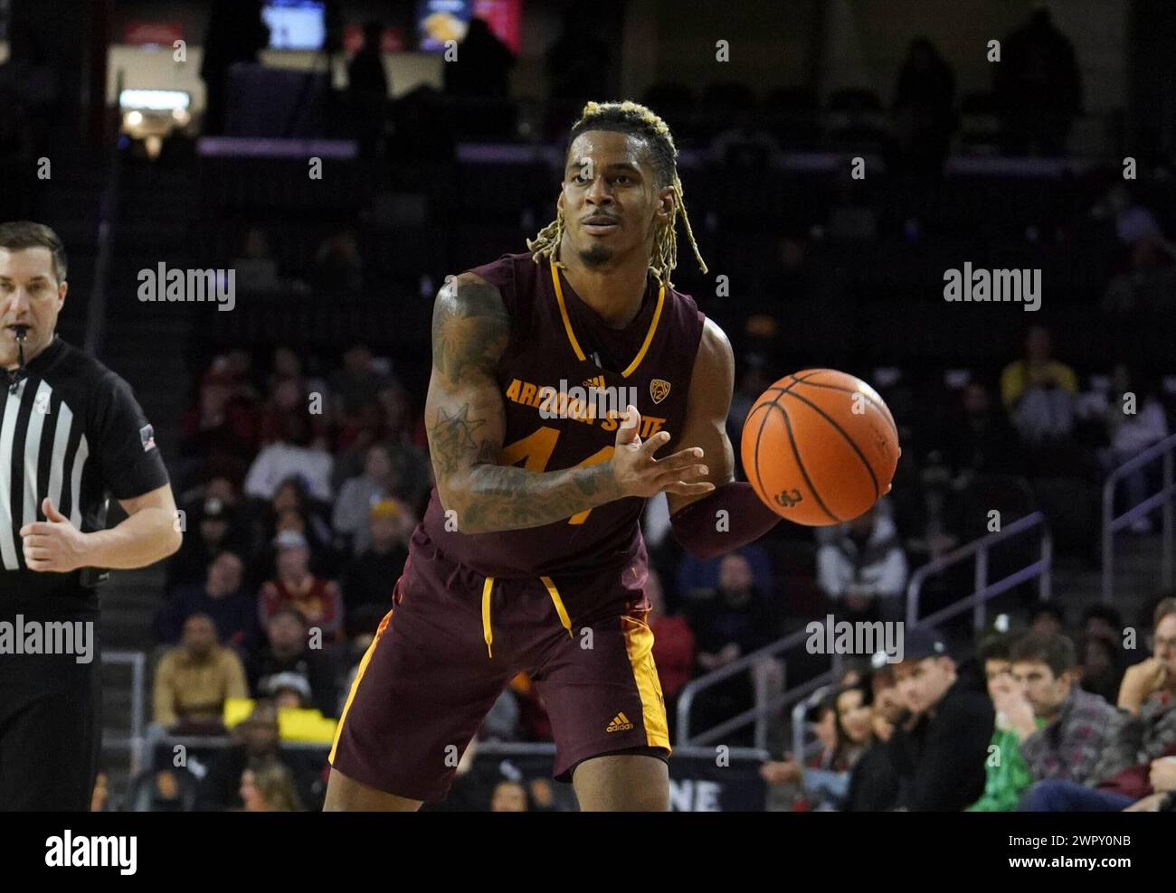 Arizona State Sun Devil guard Shawn Phillips Jr. (44) makes a move with ...