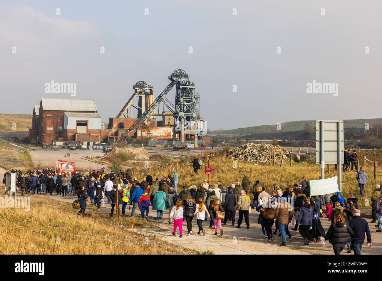 Doncaster, UK. 09 MAR, 2024. The 40th anniversary march makes its way ...