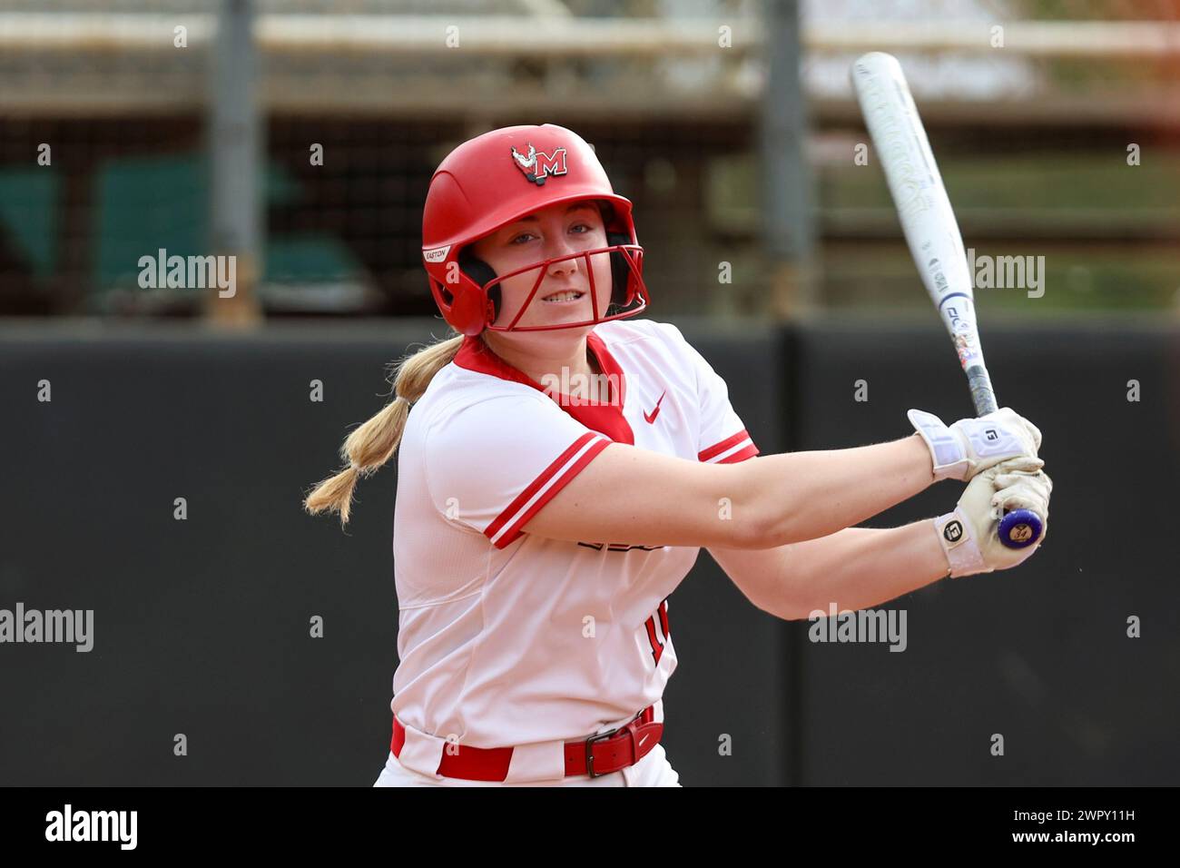 Marist infielder Haley Ahr (10) bats during an NCAA softball game ...