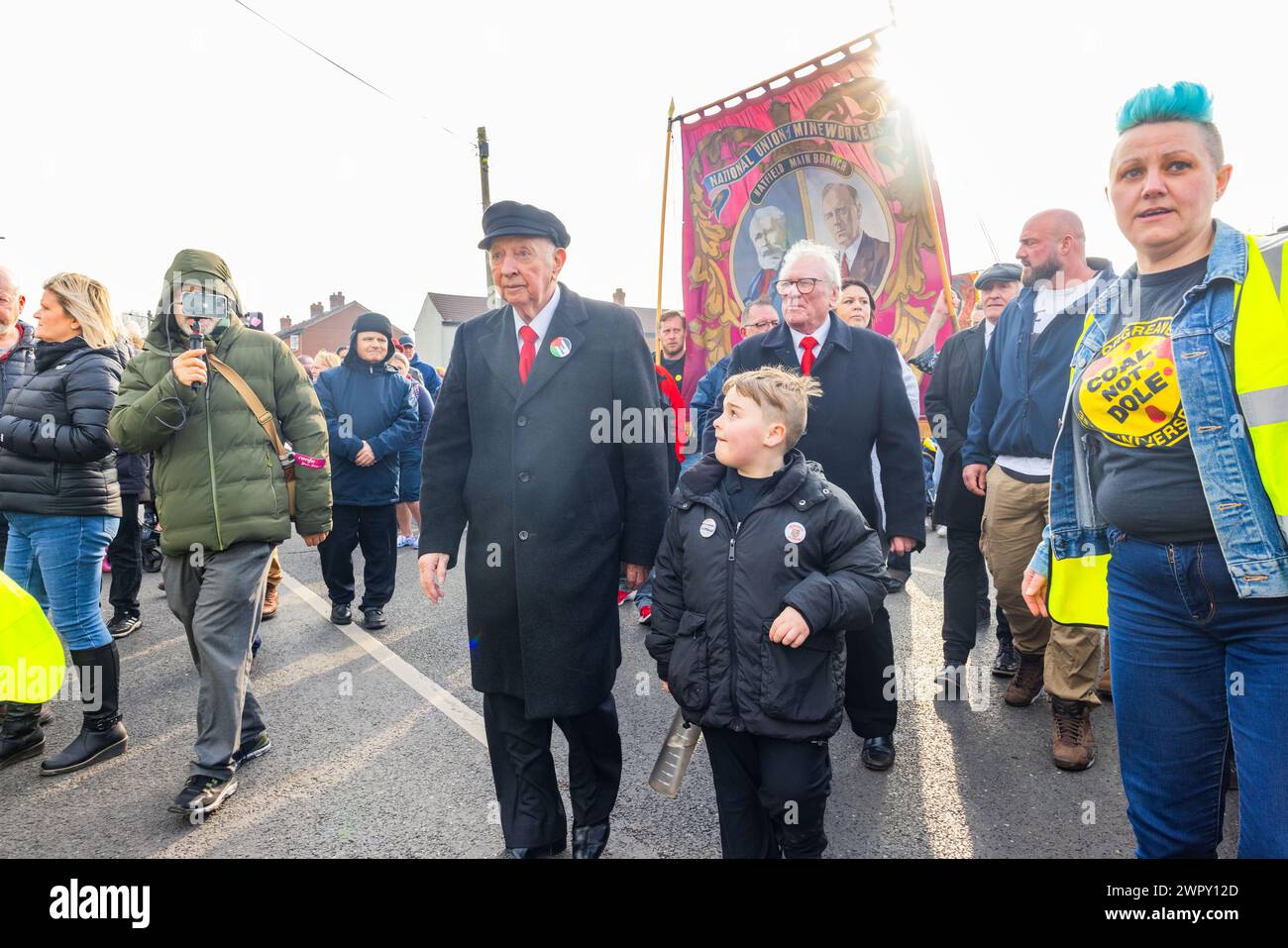 Doncaster, UK. 09 MAR, 2024. Arthur Scargill leads the final stage of ...