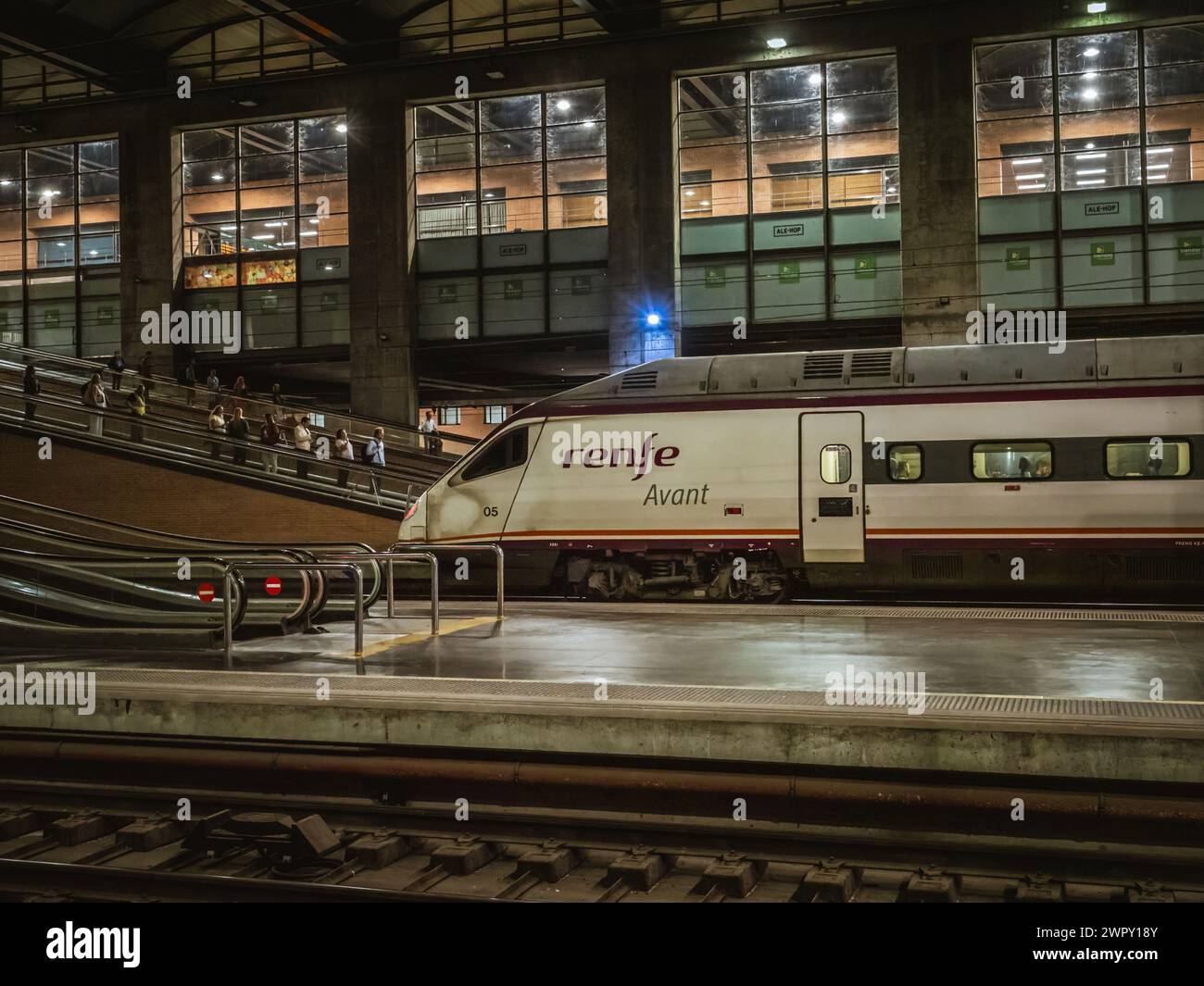 Train of the Spanish railway company Renfe in the train station of ...