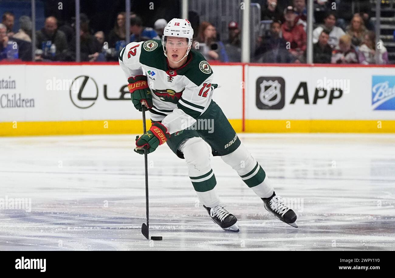 Minnesota Wild left wing Matt Boldy (12) in the second period of an NHL ...