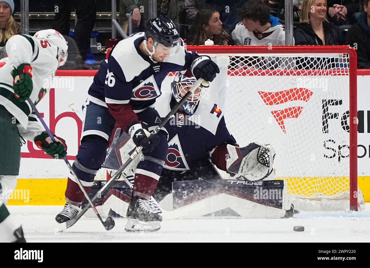 Colorado Avalanche defenseman Sean Walker clears the puck in third ...