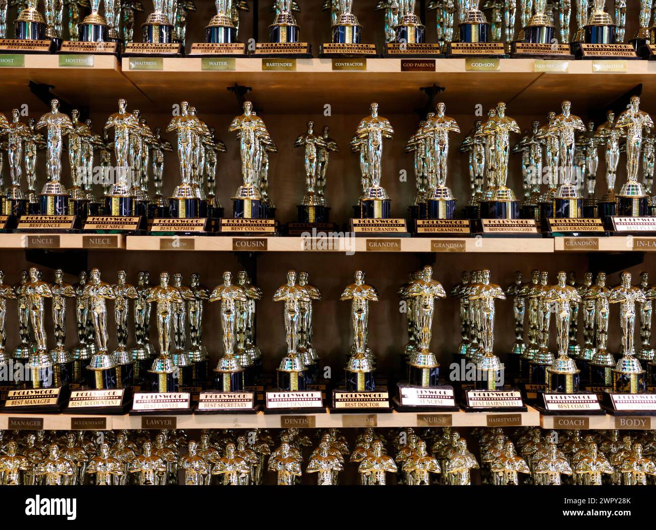 Los Angeles, United States. 09th Mar, 2024. Miniature Oscar statues are ...