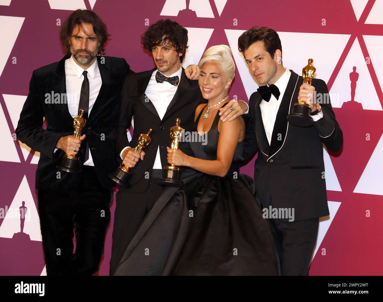 Andrew Wyatt, Anthony Rossomando, Lady Gaga and Mark Ronson at the 91st ...