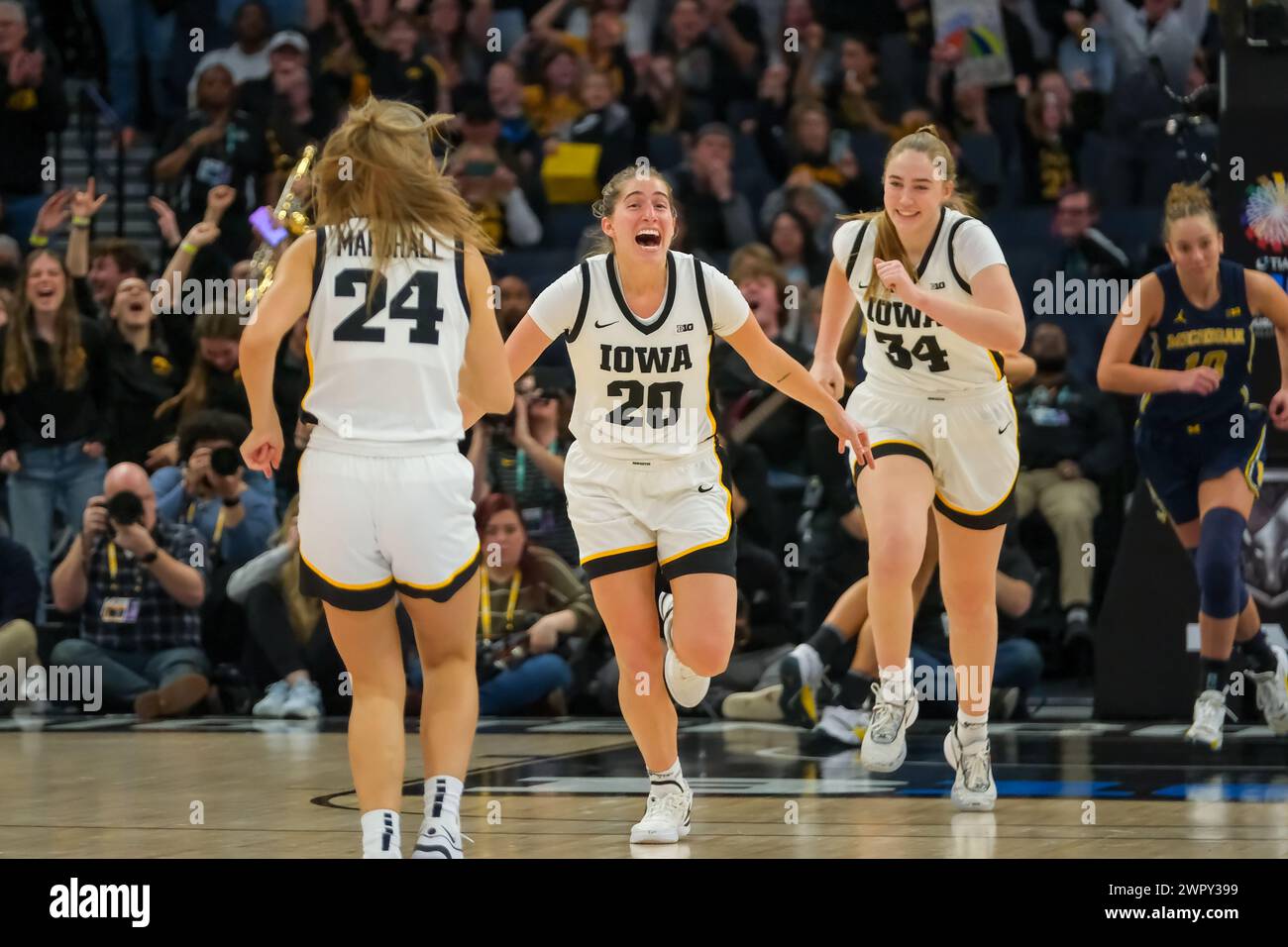 Minneapolis, Minnesota, USA. 9th Mar, 2024. Iowa Hawkeyes guard KATE ...