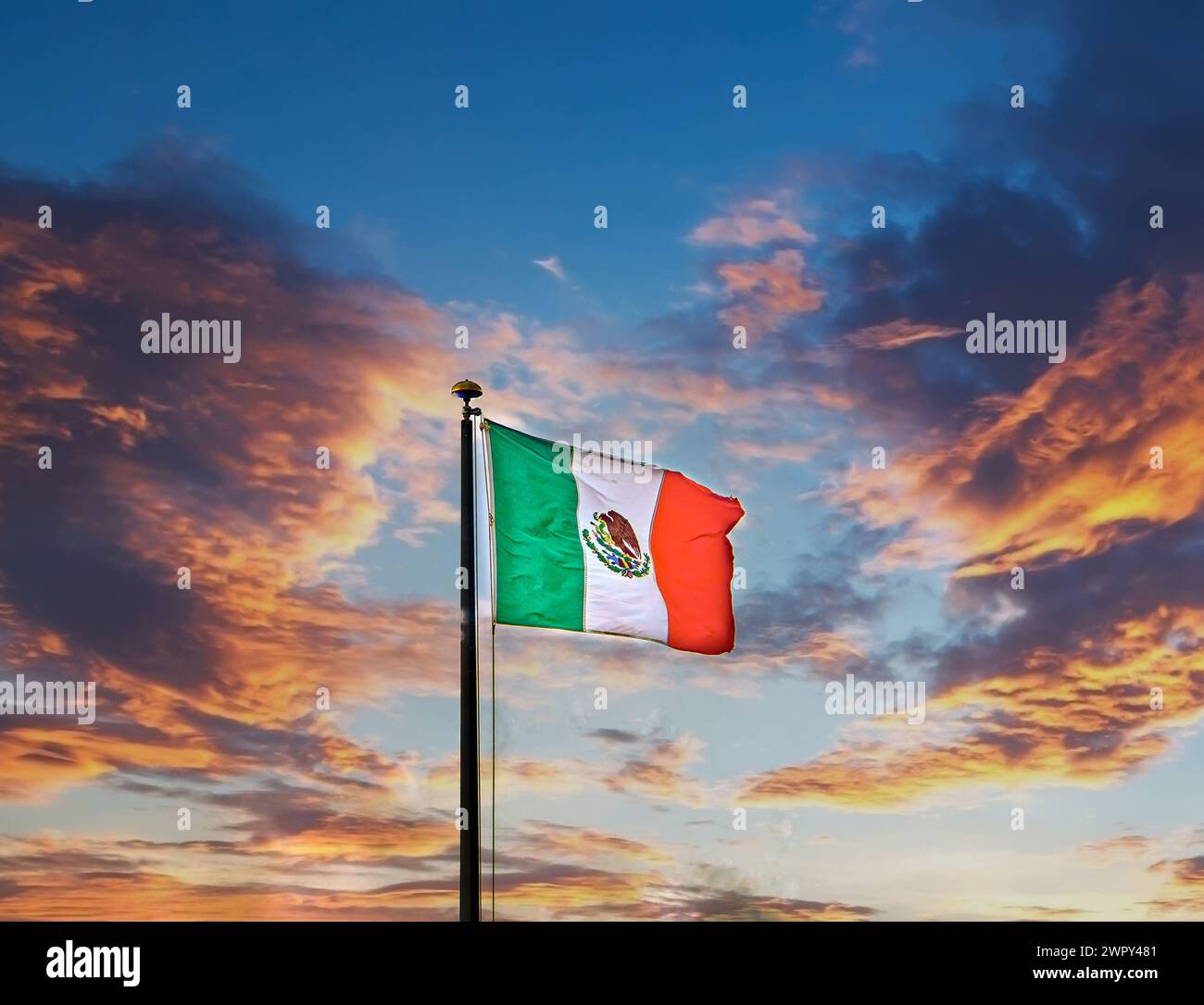 Mexican Flag Waving on Nice Sky Stock Photo - Alamy