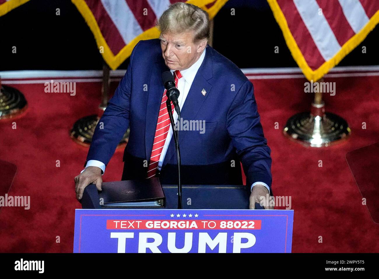 Republican presidential candidate former President Donald Trump speaks ...