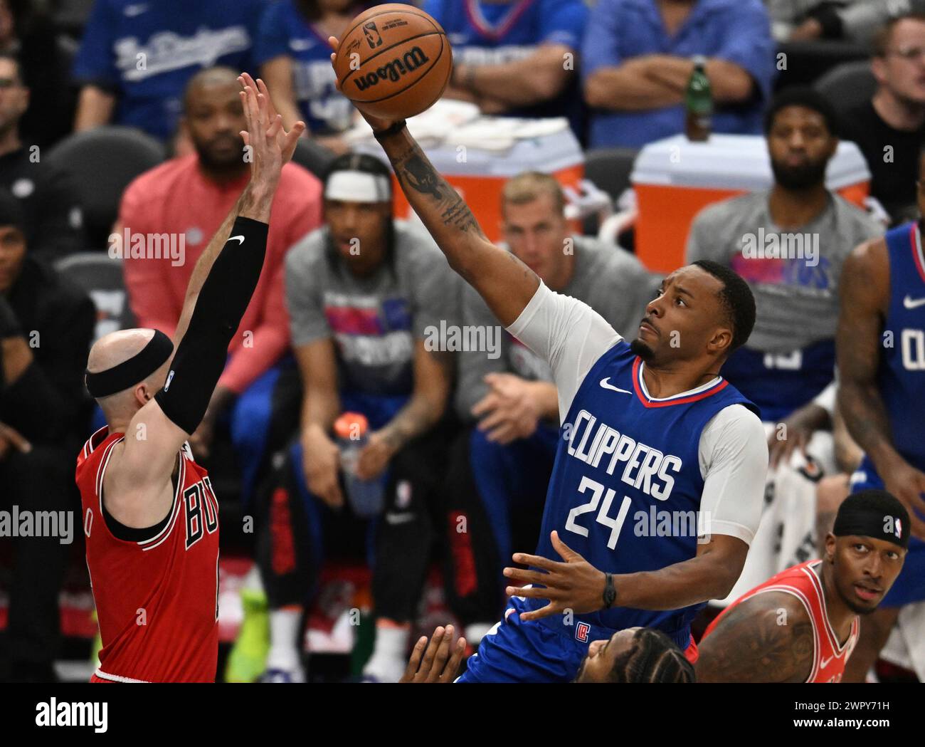 LOS ANGELES, CA - MARCH 09: LA Clippers guard Norman Powell (24) shoots ...