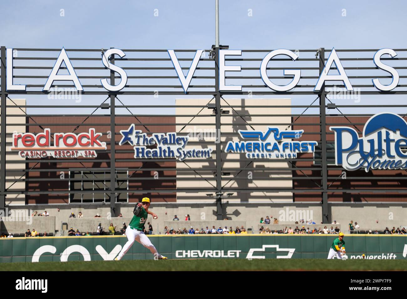 Oakland Athletics starting pitcher JP Sears warms up before a spring ...
