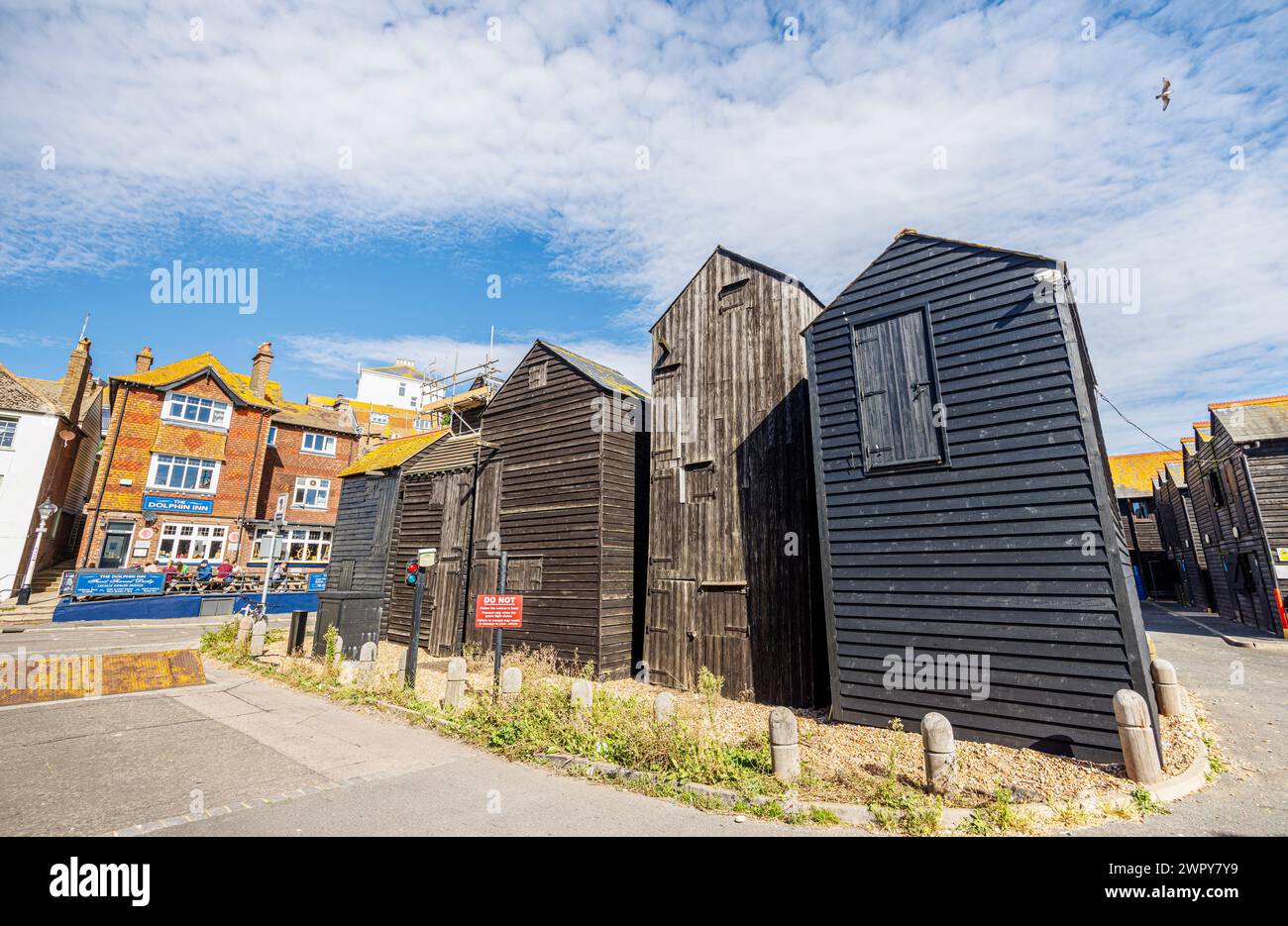 Traditional black wooden Net Shops in the Stade in the historic Old ...