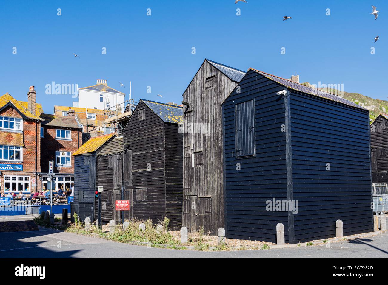 Traditional black wooden Net Shops in the Stade in the historic Old ...