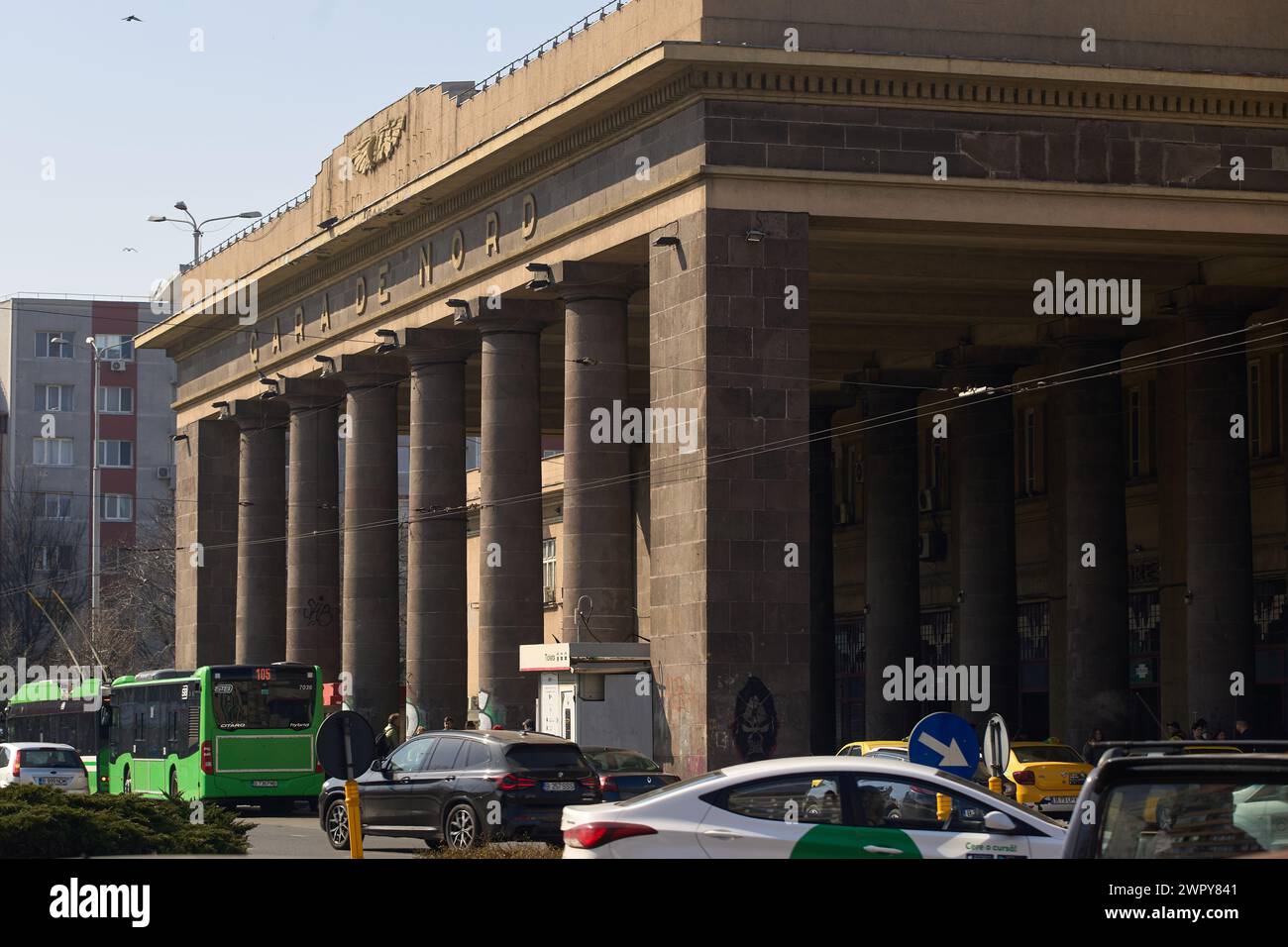 Bucharest, Romania - March 03, 2024: Facade of the Bucharest North ...