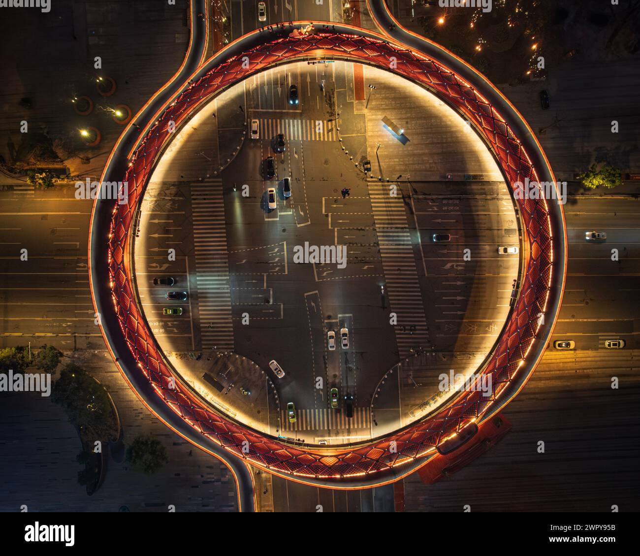 Top down view of busy intersection in China Stock Photo - Alamy