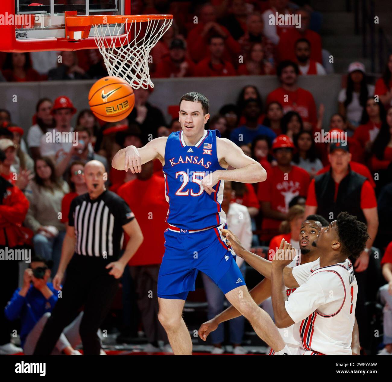 March 9, 2024: Kansas guard Nicolas Timberlake (25) passes the ball ...