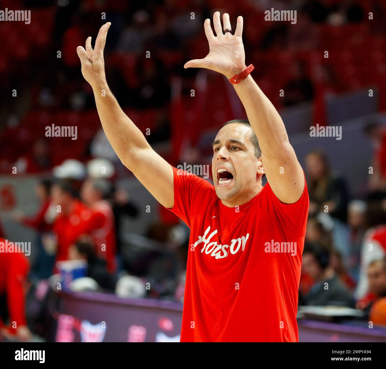 March 9, 2024: Houston assistant coach Kellen Sampson during warmups ...