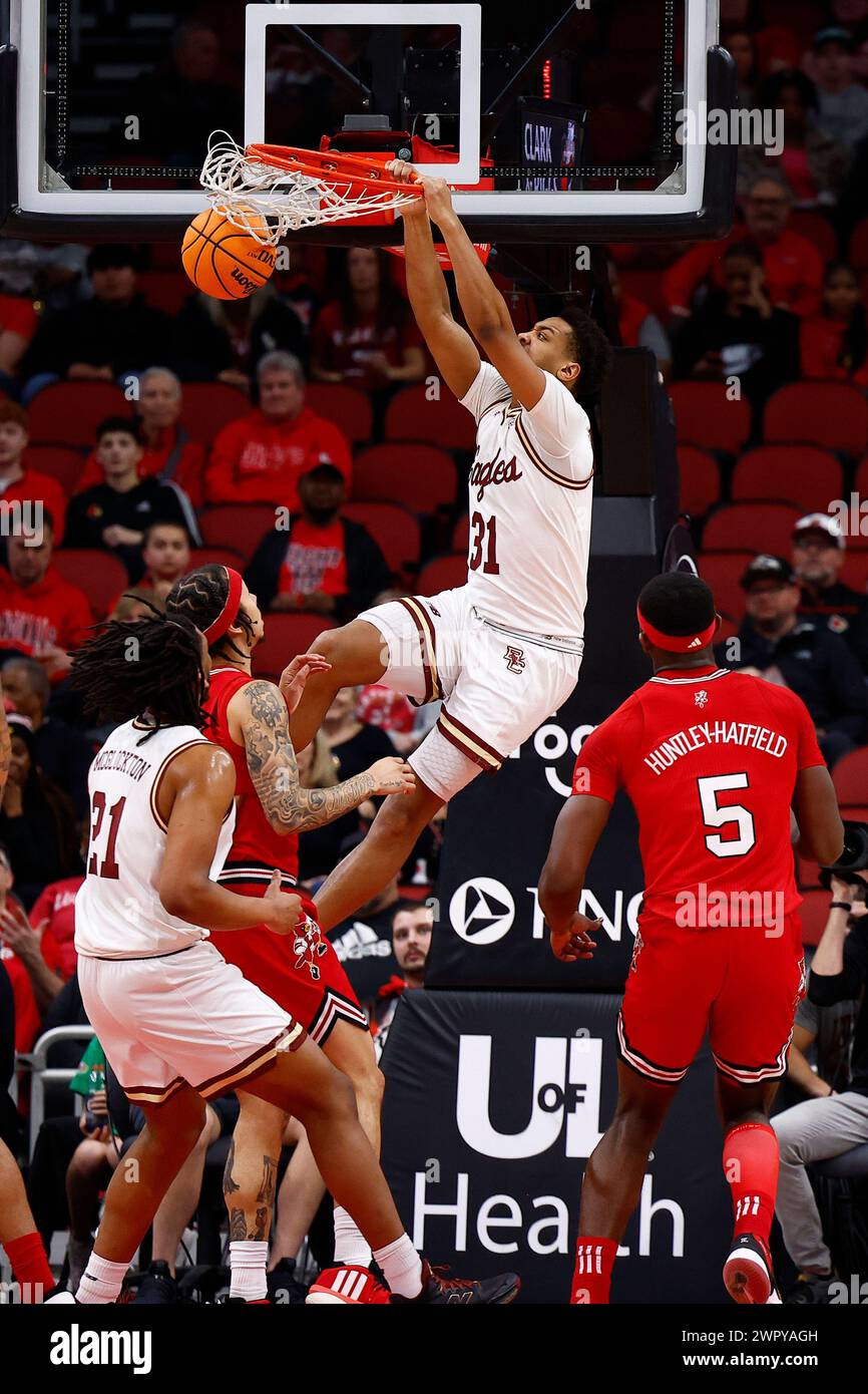 LOUISVILLE, KY - MARCH 09: Boston College Eagles forward Elijah Strong ...