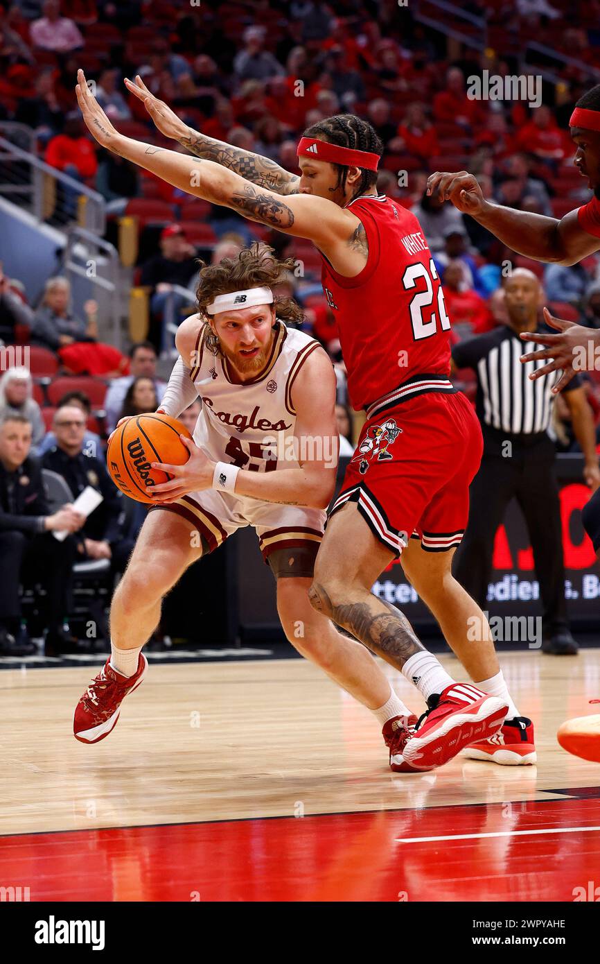 LOUISVILLE, KY - MARCH 09: Boston College Eagles guard Mason Madsen (45 ...