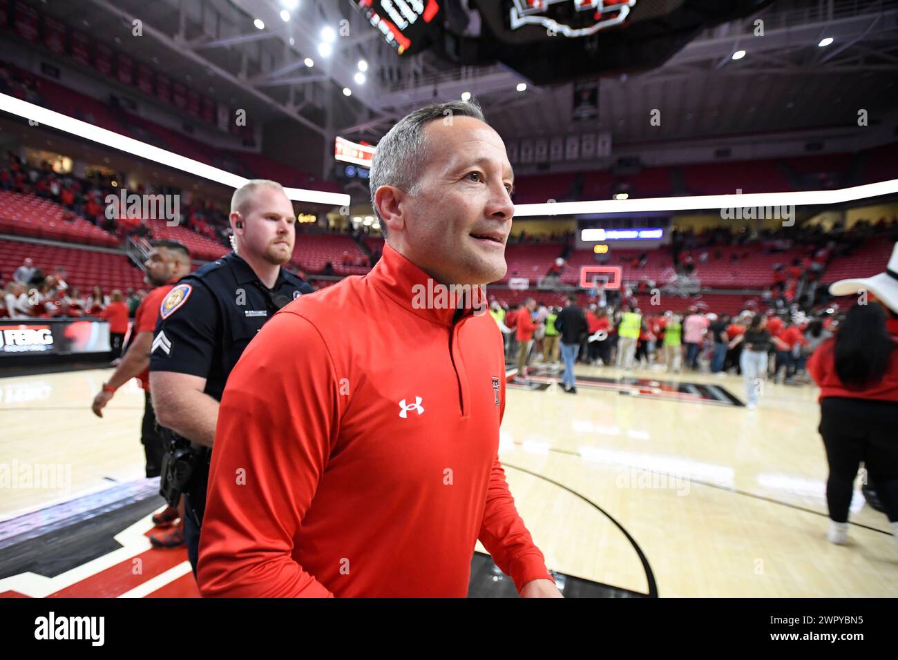 Texas Tech head coach Grant McCasland leaves the court after an NCAA ...