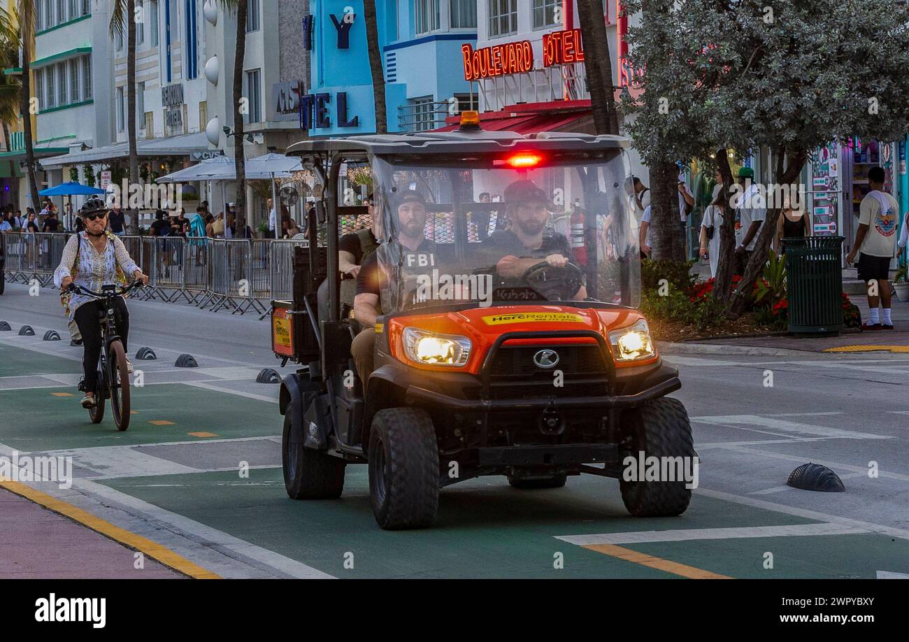 FBI agents patrol along Ocean Drive during spring break on South Beach ...