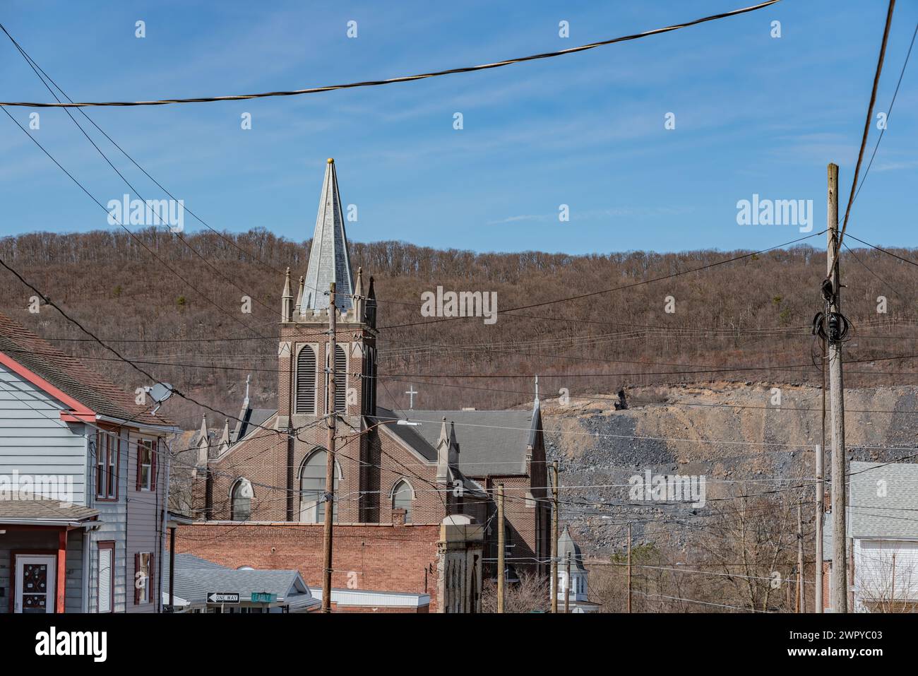 Abandoned Church and Strip Mine, Coaldale Pennsylvania USA Stock Photo ...