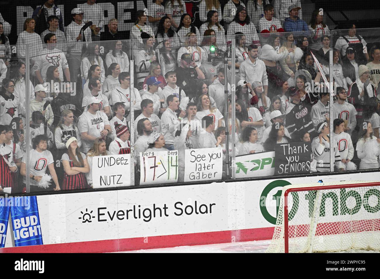 The Omaha student section during a NCAA men's college hockey game ...