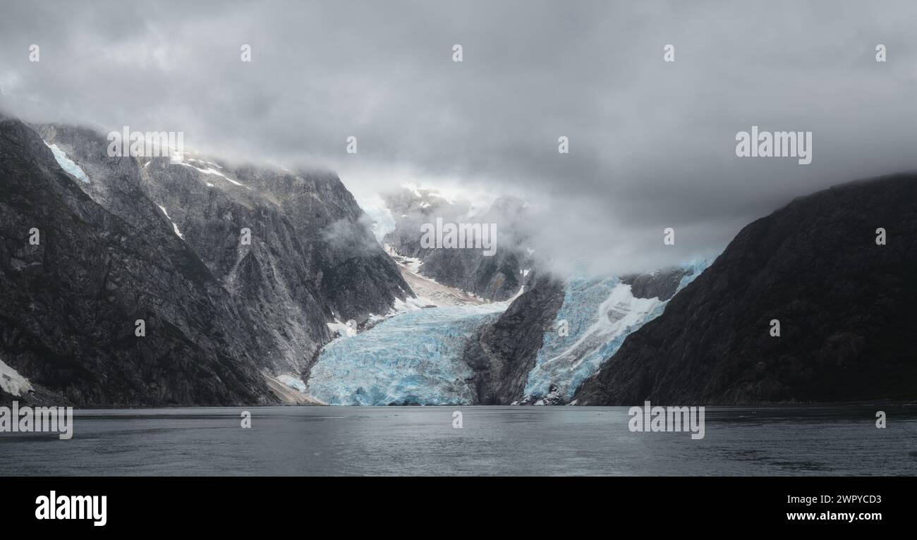 Panorama of Northerwestern Glacier at the end of a fjord in Kenai ...