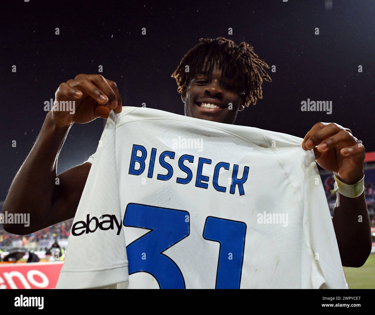 Bologna, Italy. 9th Mar, 2024. Inter Milan's Yann Bisseck celebrates at ...
